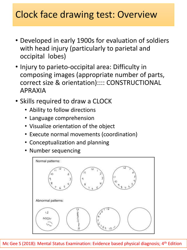 Clock face drawing test | PPTX | Brain and Nervous System Disorders ...