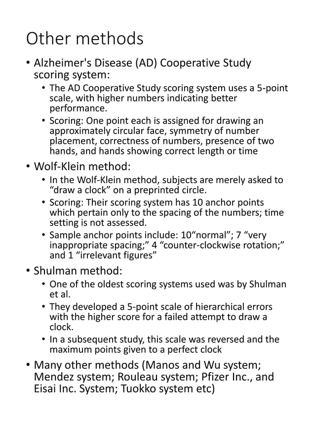 Clock face drawing test | PPTX | Brain and Nervous System Disorders ...