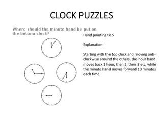 Clock puzzles | PPT