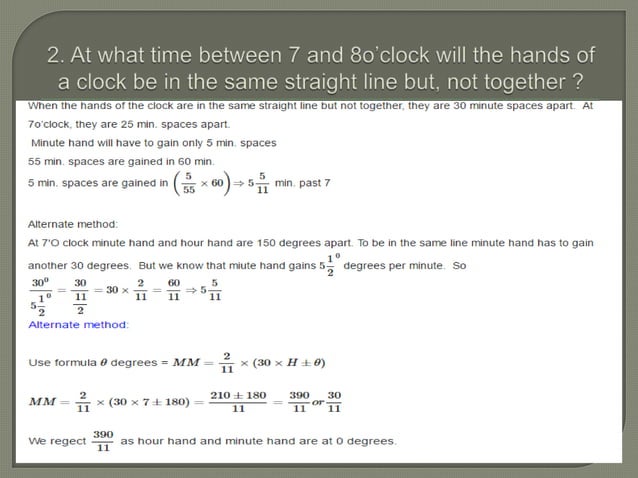 Clocks(quantitative aptitude) | PPTX | Physics | Science
