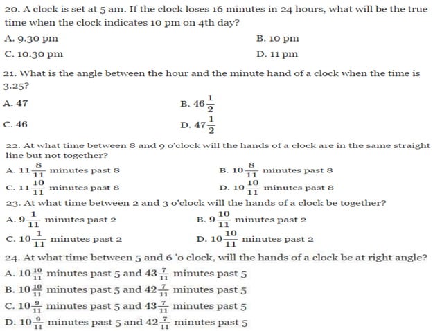 Clocks(quantitative aptitude) | PPTX | Physics | Science