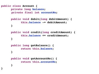 The account problem in Java and Clojure | ZIP