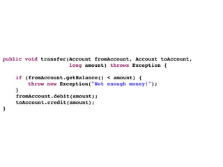 The account problem in Java and Clojure | ZIP