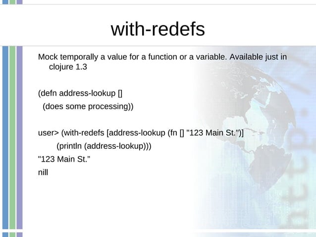 Clojure functions midje | PPT