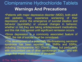 Clomipramine Hydrochloride for Treatment of Depression & Obsessive ...