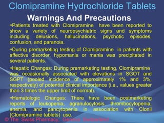 Clomipramine Hydrochloride for Treatment of Depression & Obsessive ...