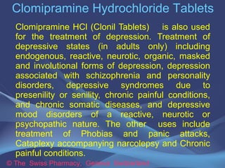 Clomipramine Hydrochloride for Treatment of Depression & Obsessive ...