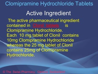 Clomipramine Hydrochloride for Treatment of Depression & Obsessive ...