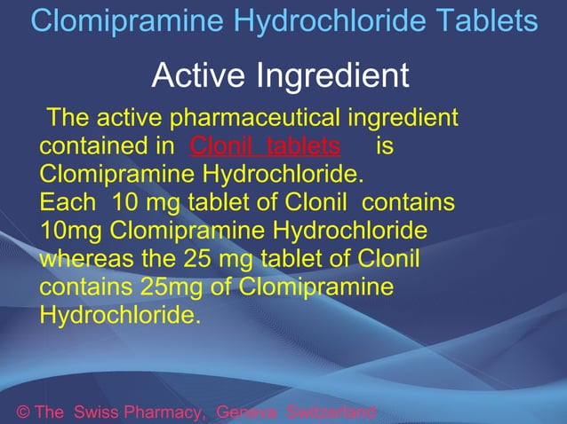 Clomipramine Hydrochloride for Treatment of Depression & Obsessive ...