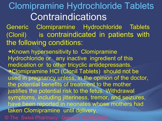 Clomipramine Hydrochloride for Treatment of Depression & Obsessive ...