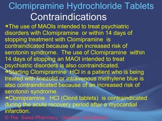Clomipramine Hydrochloride for Treatment of Depression & Obsessive ...
