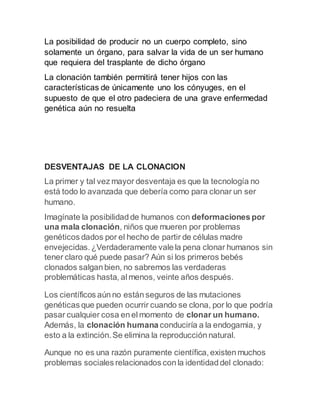 Clonacion humana | DOCX