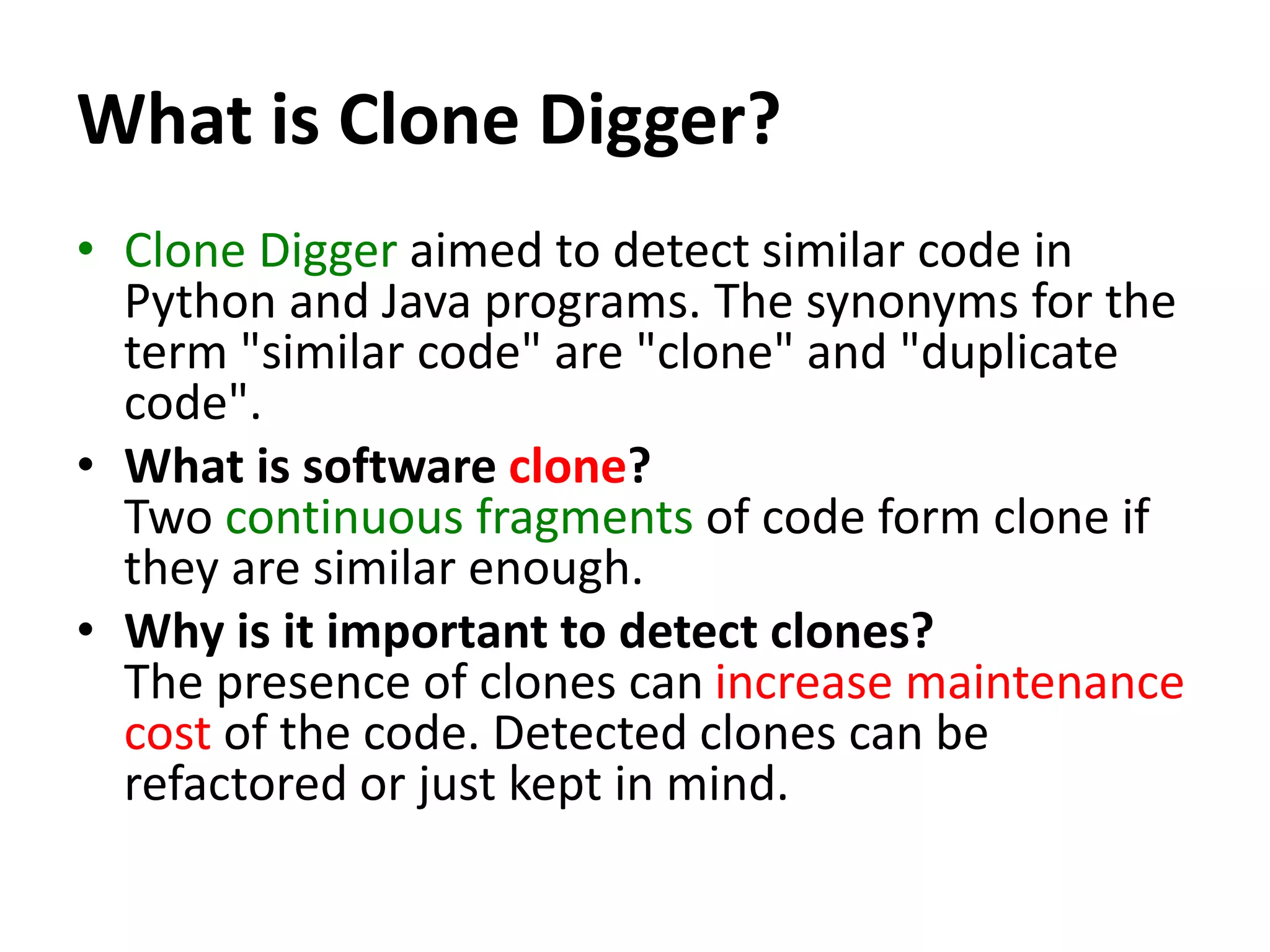 Clonedigger-Python | PPTX