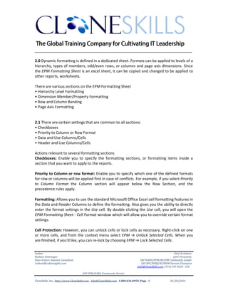 Step by step guide to formatting the SAP BPC EPM Sheet | PDF