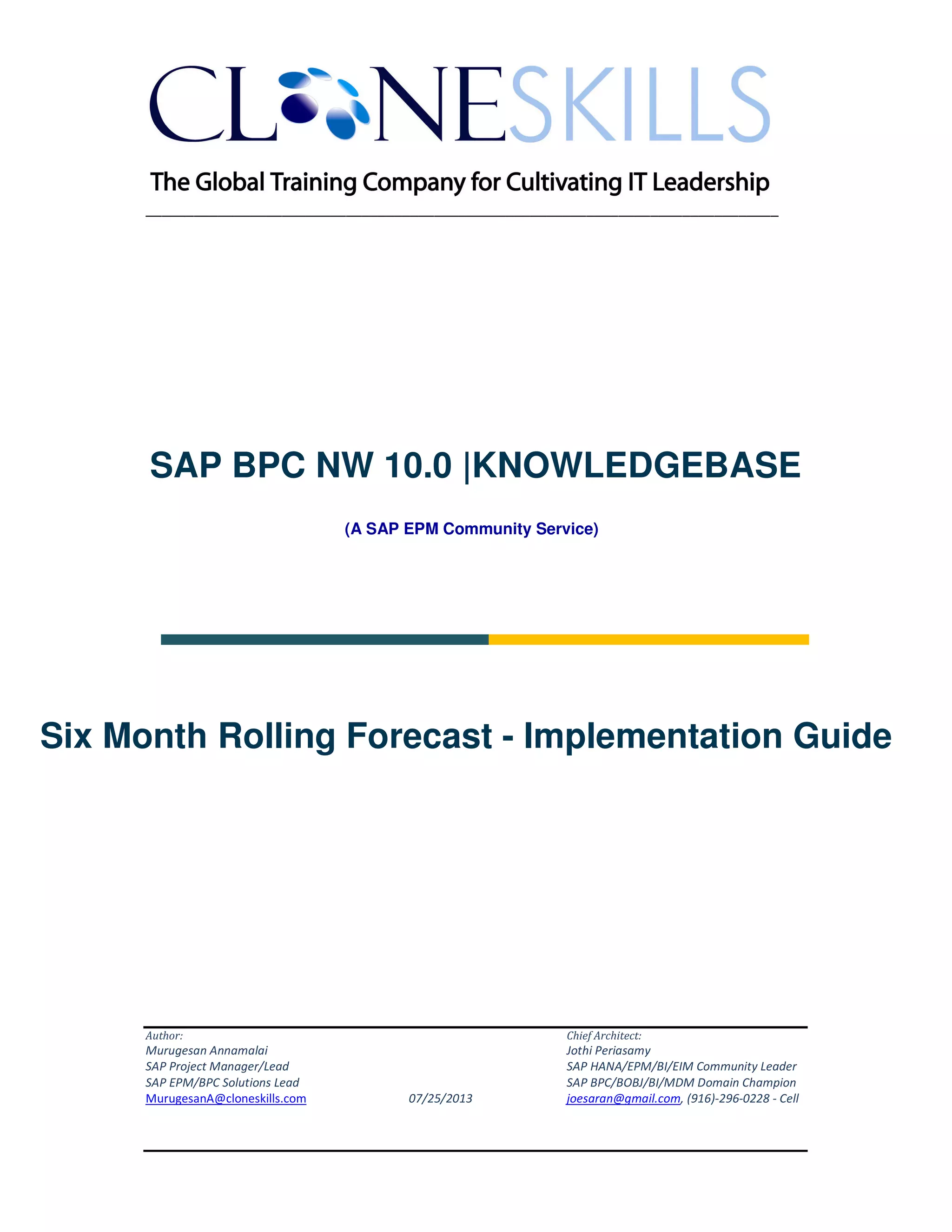 SAP BPC NW 10.0 Rolling Forecast | PDF