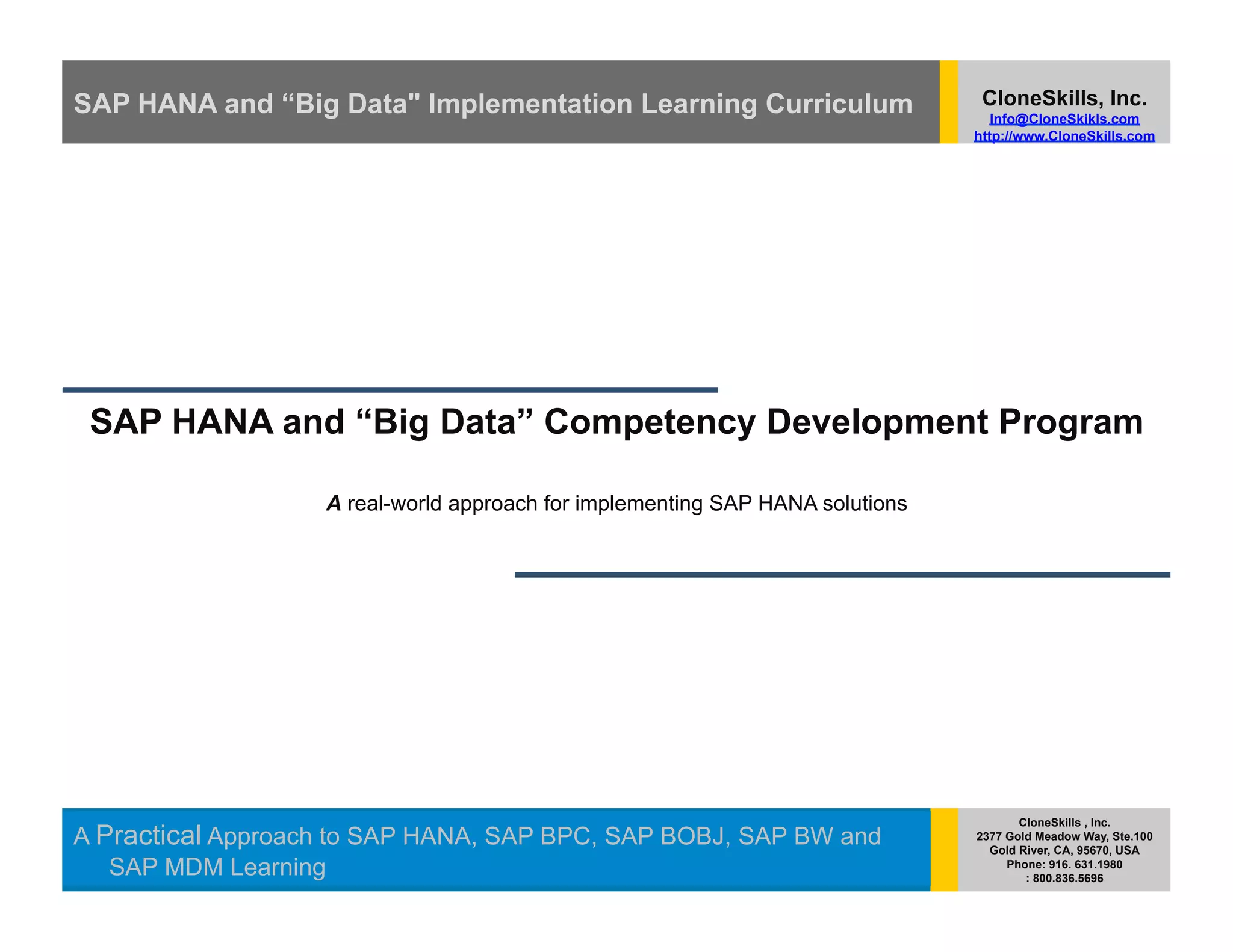 New Batch Starting Soon! SAP HANA and “Big Data” Competency Development Program | PPT