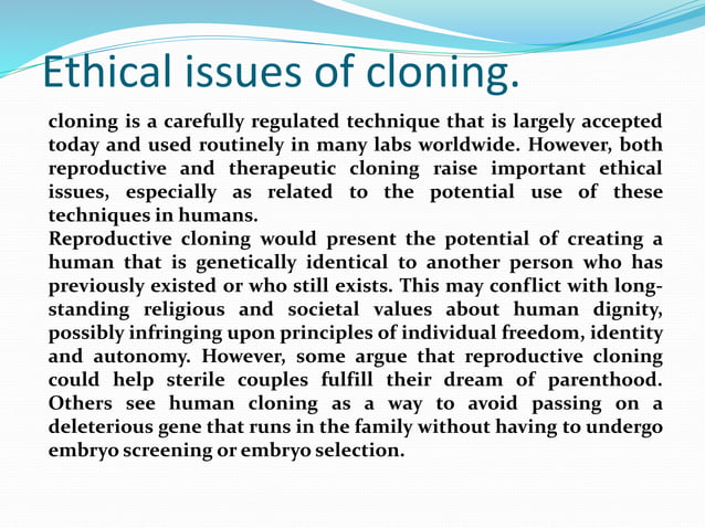 Cloning and bioethics | PPTX