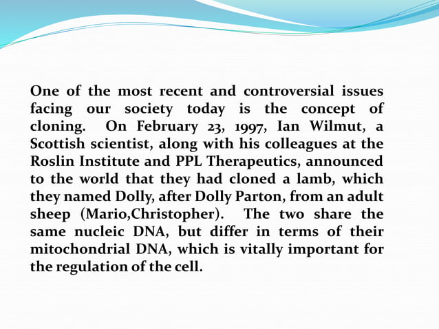 Cloning and bioethics | PPTX