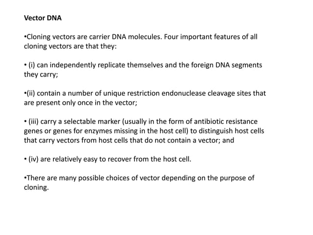 Cloning and expression vectors | PPTX | Biological Sciences | Science