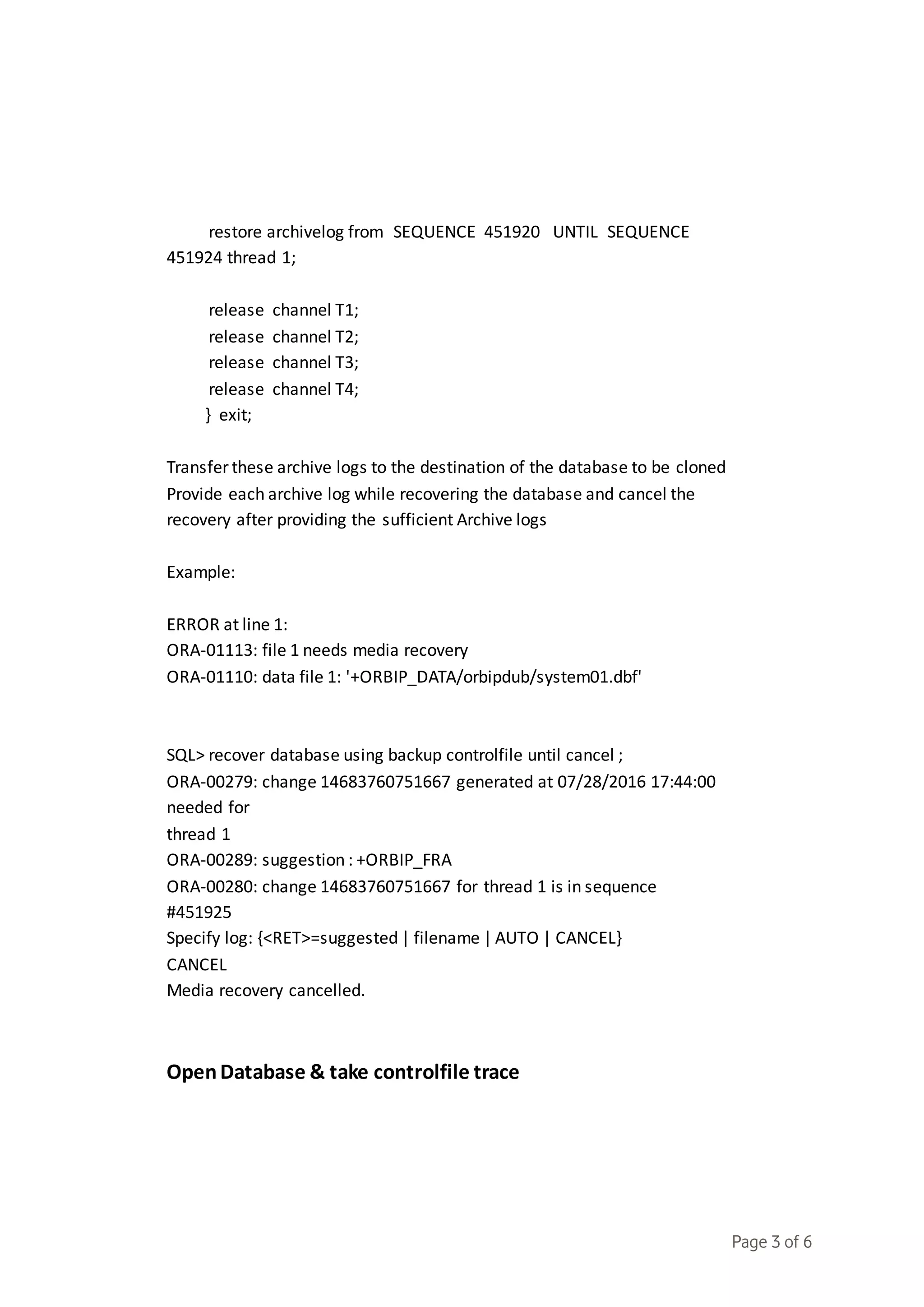Cloning database using srdf copy | DOCX