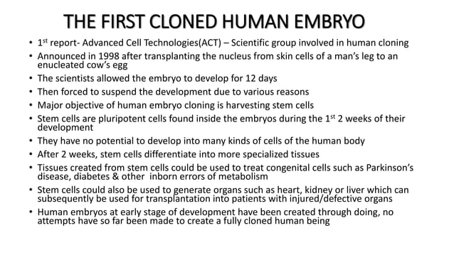 Cloning experiments in amphibians, mammals and human | PPTX