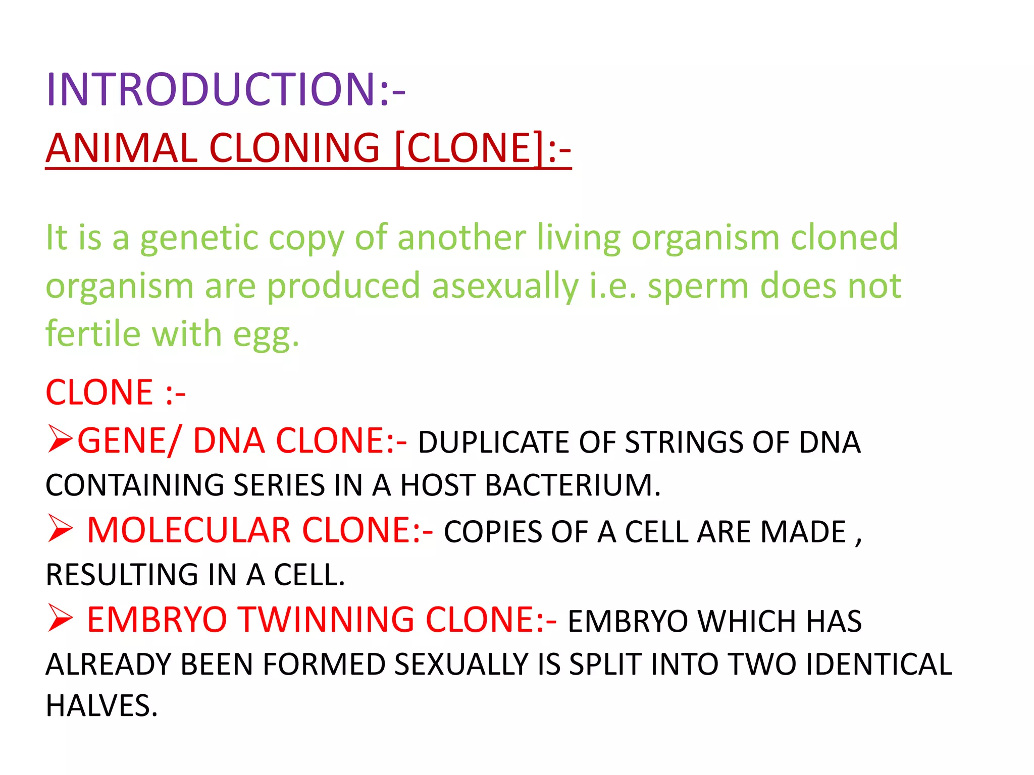Cloning in mammals by nuclear transfer technique... | PPTX