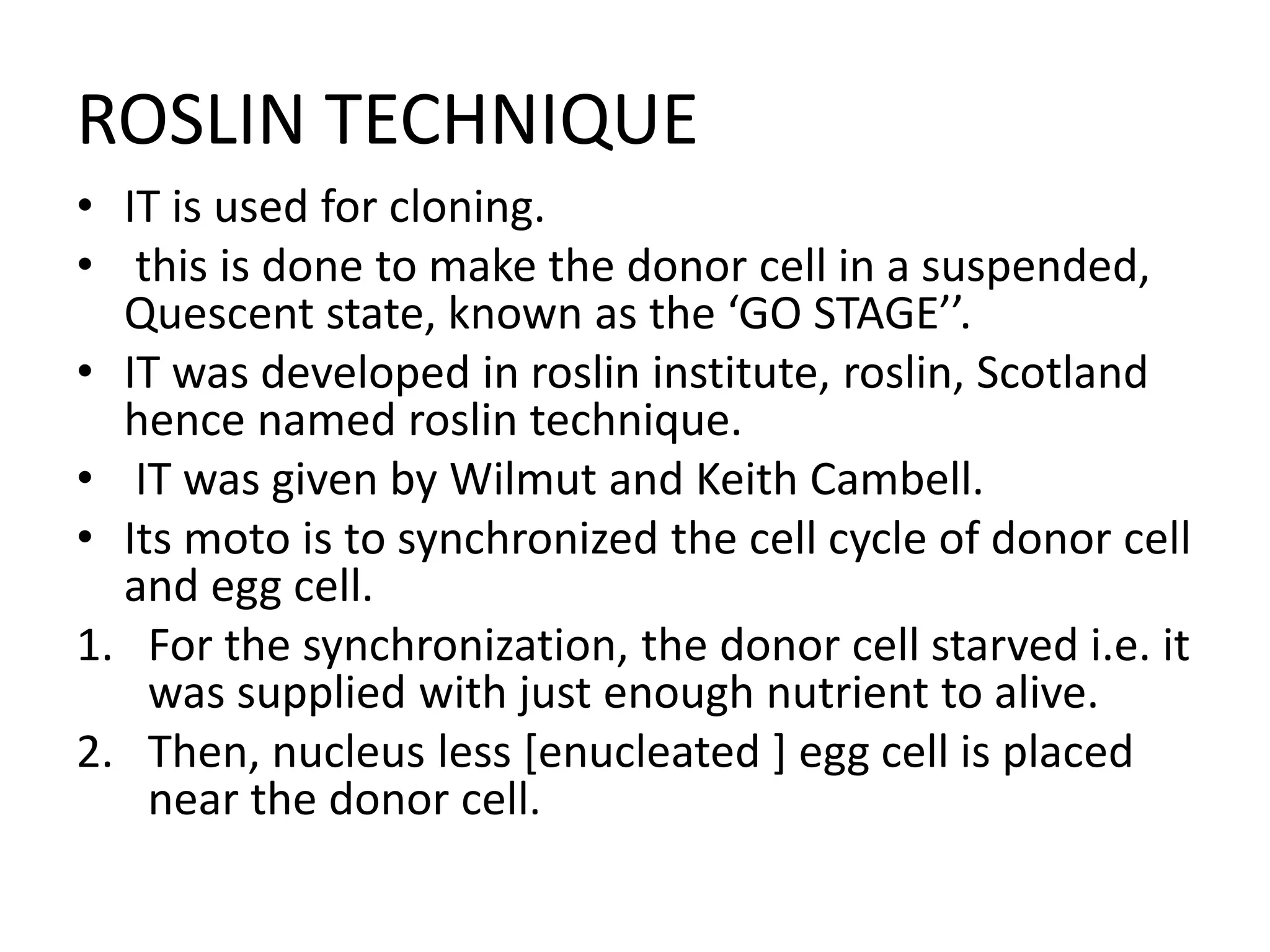 Cloning in mammals by nuclear transfer technique... | PPTX