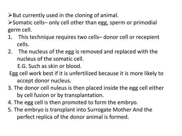 Cloning in mammals by nuclear transfer technique... | PPTX ...
