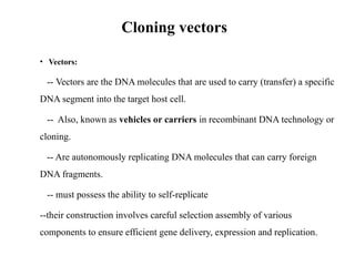 cloning vectors and plasmid vectors.pptx