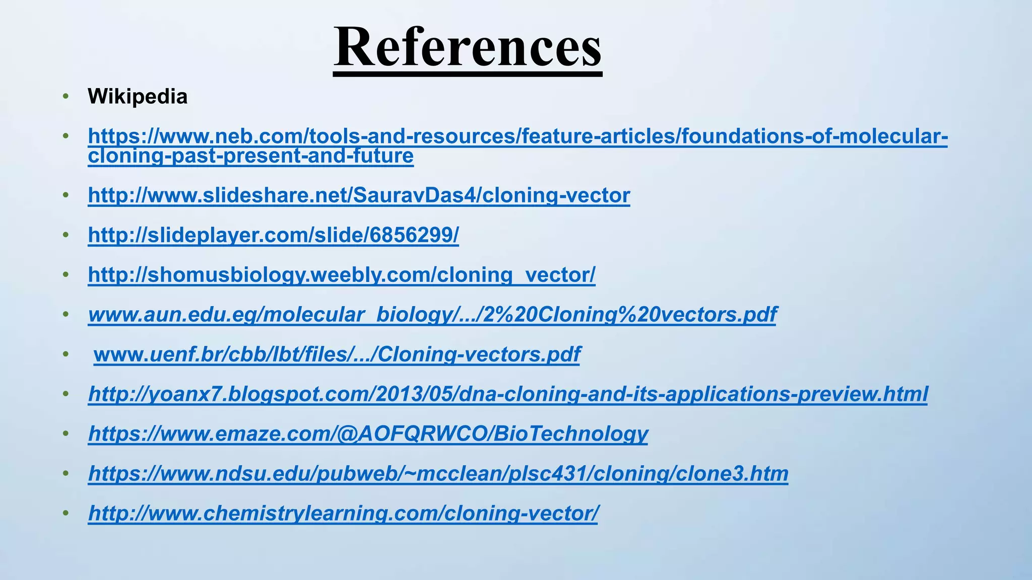 Cloning vectors | PPTX