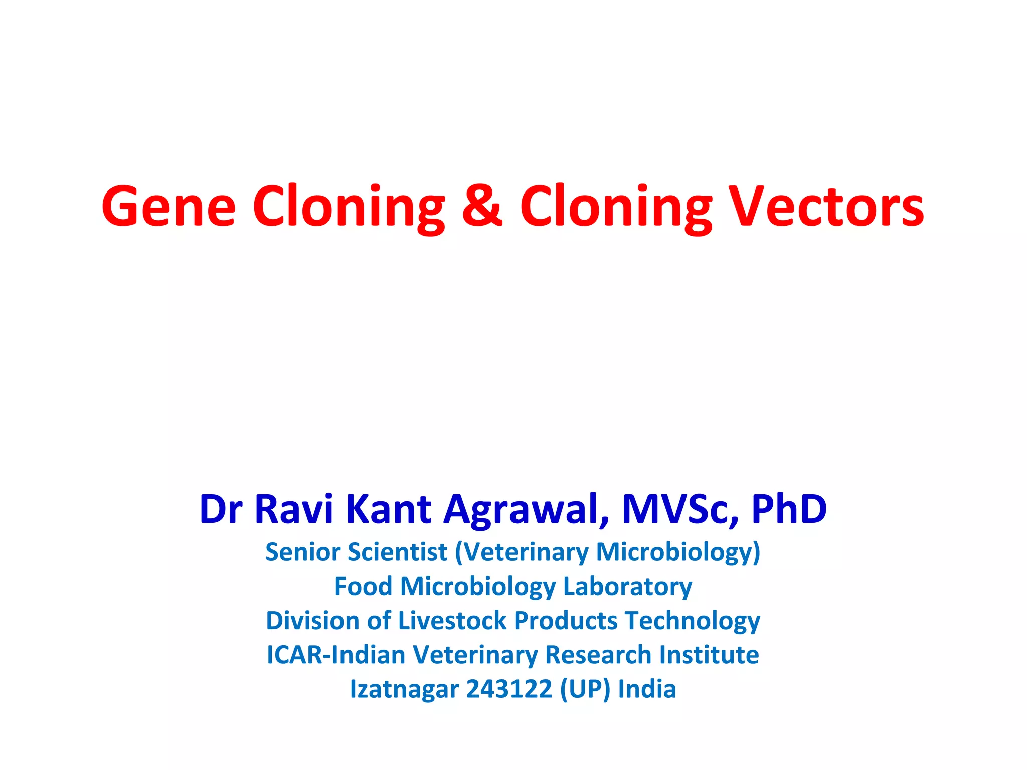Cloning vectors | PPT