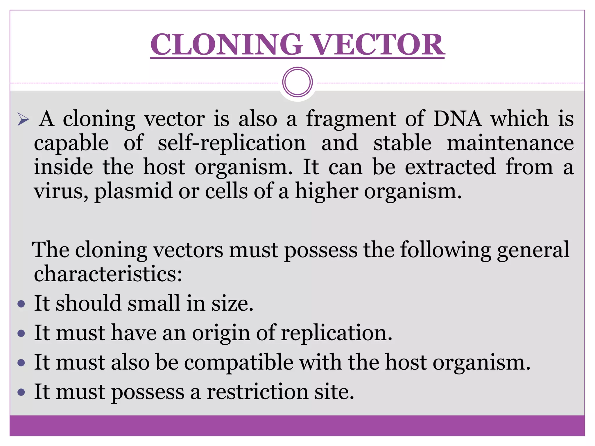 Cloning vectors | PPTX