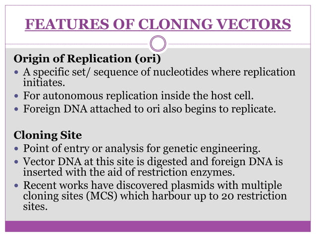 Cloning vectors | PPTX | Biotech and Biomedical Industry | Industries