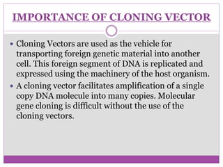 Cloning vectors | PPTX