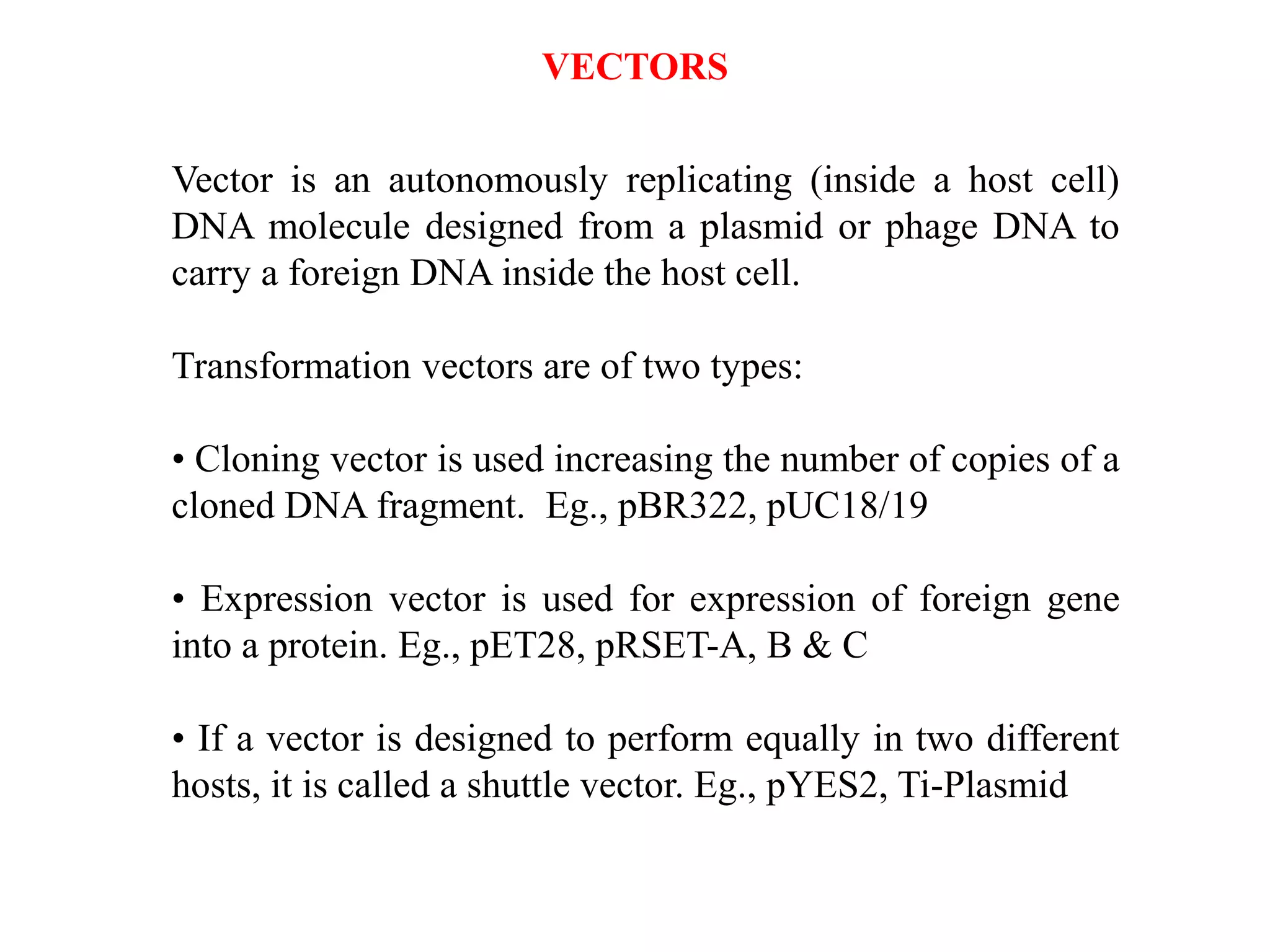 Cloning vectors | PPTX