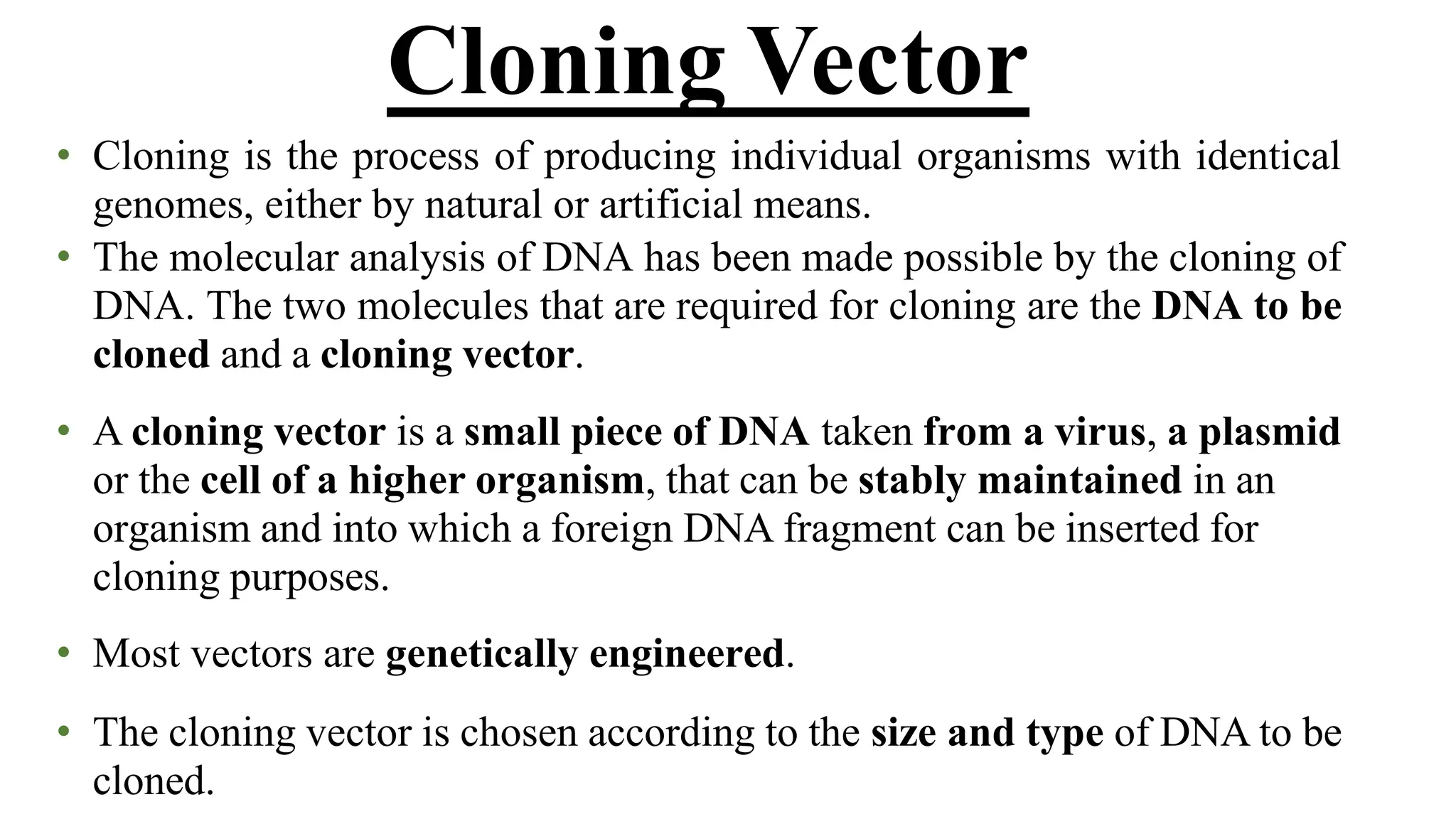 cloning vectors.pptx Biotechnology class | PPTX