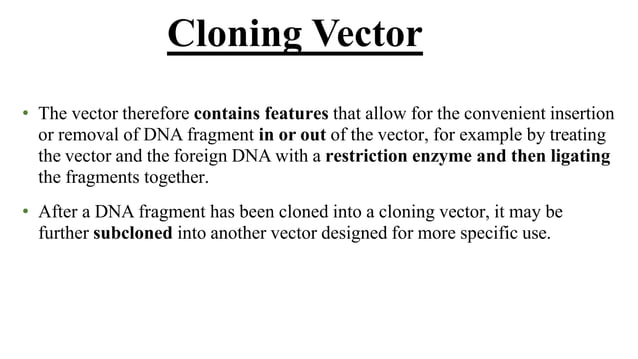 cloning vectors.pptx Biotechnology class | PPTX | Biological Sciences ...
