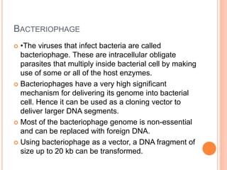 cloning vectors and their role in genetic engineering | PPTX