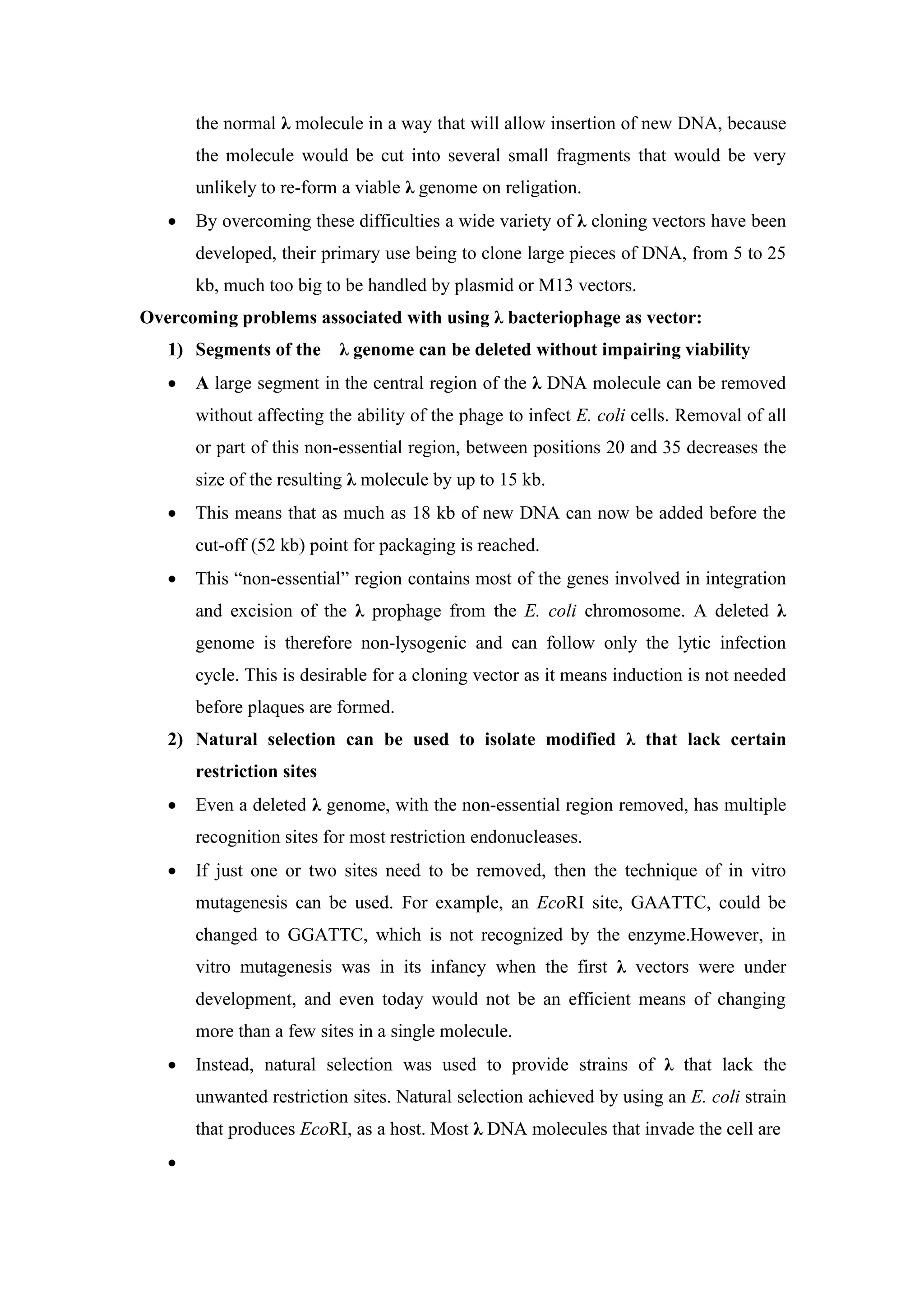 Cloning vectors based on m13 and lambda bacteriophage | PDF