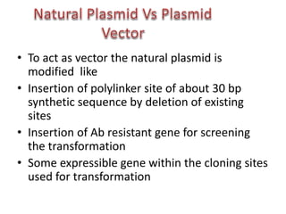 Cloning vector series 1 | PPT | Biological Sciences | Science