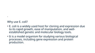 Cloning Vectors of E. Coli in zoology.pptx