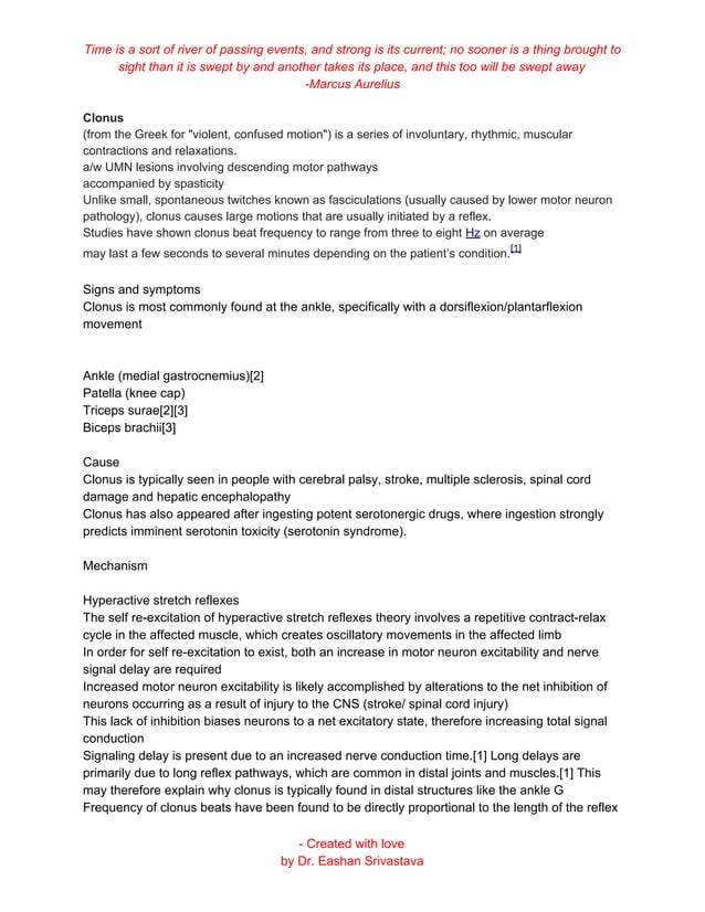 Clonus | PDF | Death, Injury, or Military Conflict | Sensitive Topics