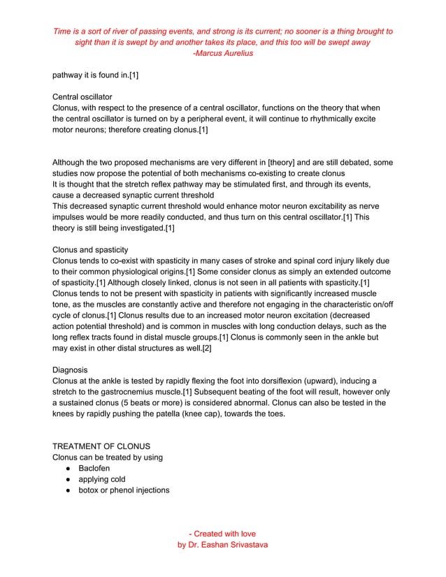 Clonus | PDF | Death, Injury, or Military Conflict | Sensitive Topics