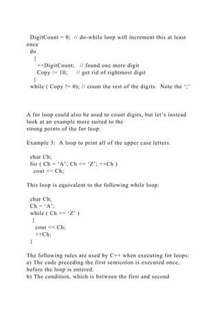 C++ Loops General Discussion of Loops A loop is a.docx