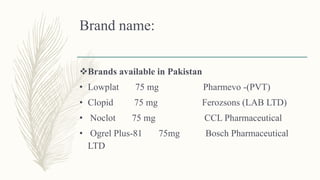 Clopidogrel | PPTX | Blood Disorders | Diseases and Conditions