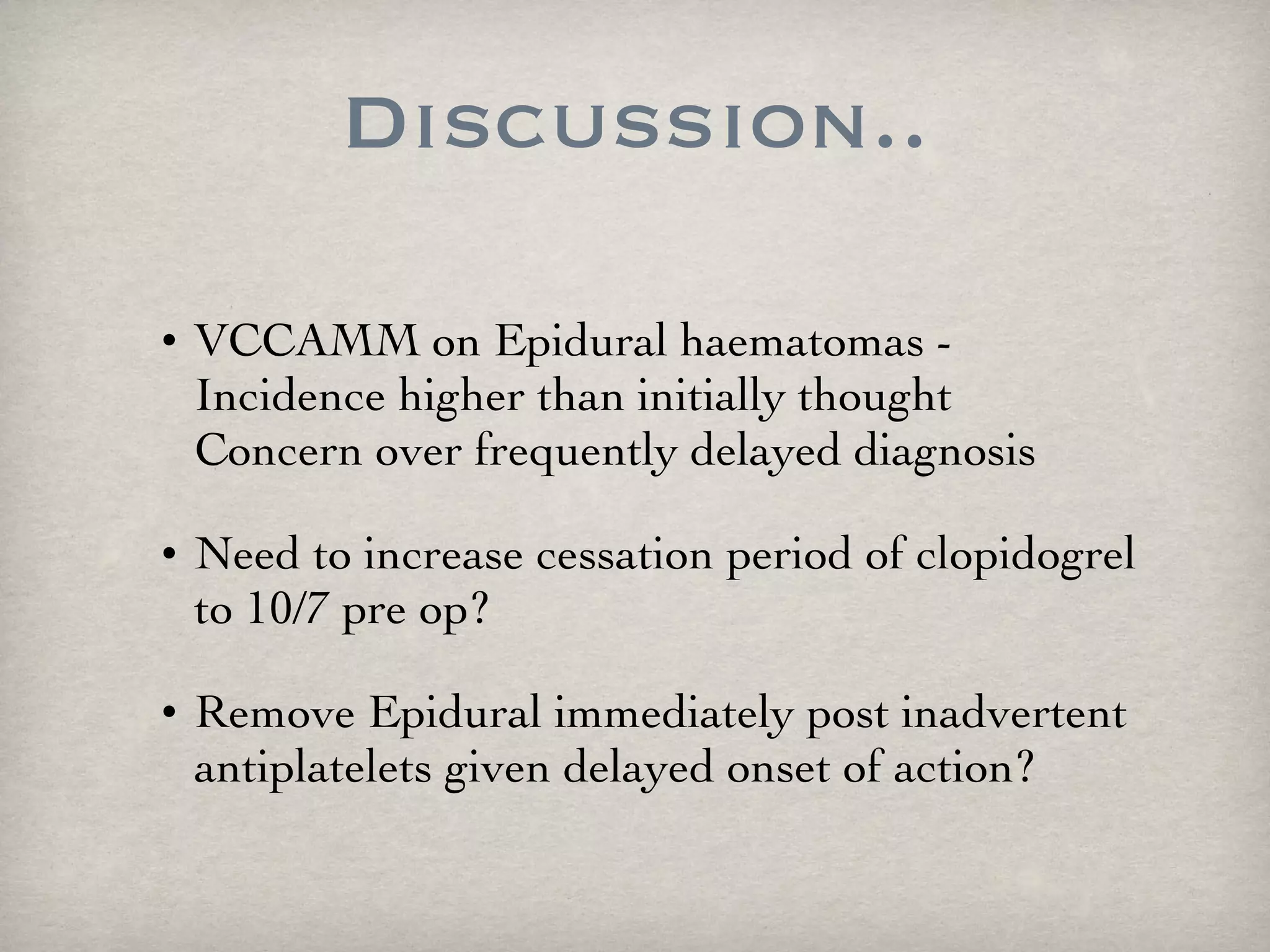 Clopidogrel & Epidurals (Powerpoint) | PPT