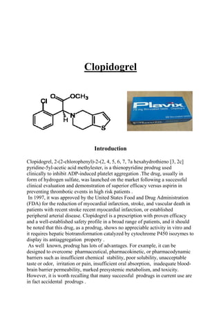 Clopidogril as prodrug | DOCX