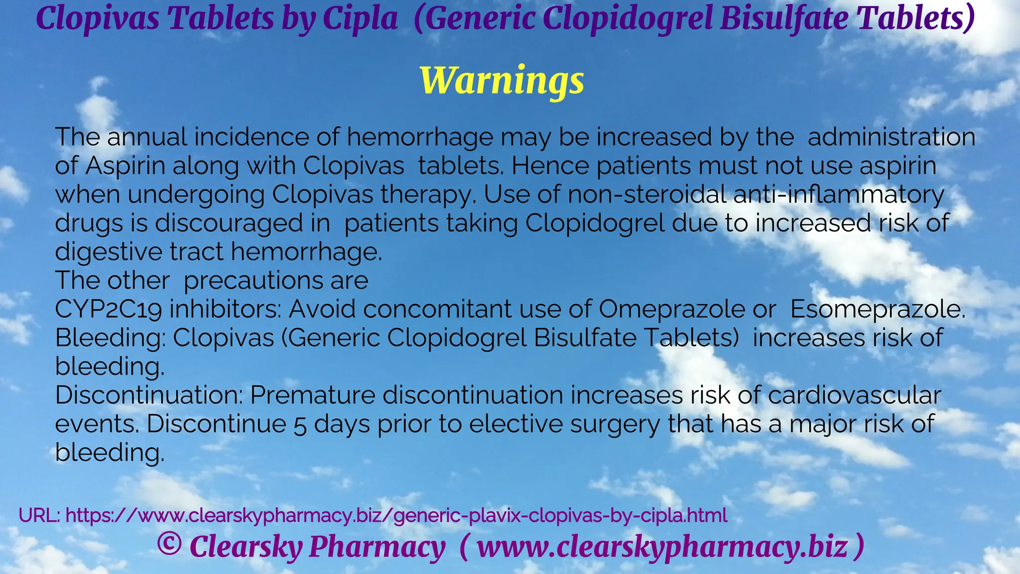 Clopivas Tablets by Cipla (Generic Clopidogrel Bisulfate Tablets) | PDF