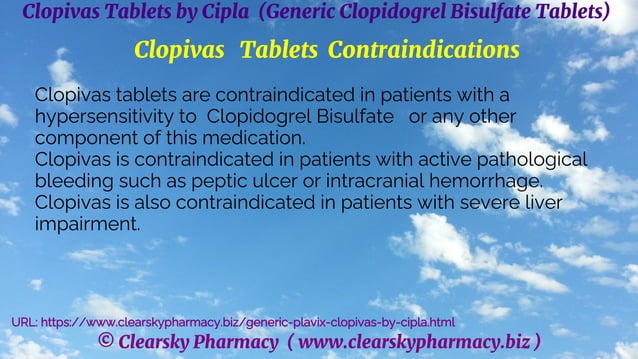 Clopivas Tablets by Cipla (Generic Clopidogrel Bisulfate Tablets) | PPT