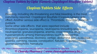 Clopivas Tablets by Cipla (Generic Clopidogrel Bisulfate Tablets) | PDF